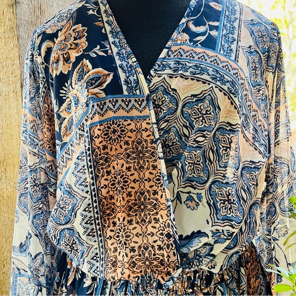 Enfocus Studio | Dresses | Enfocus Woman Chiffon Blue Print Blousy ...